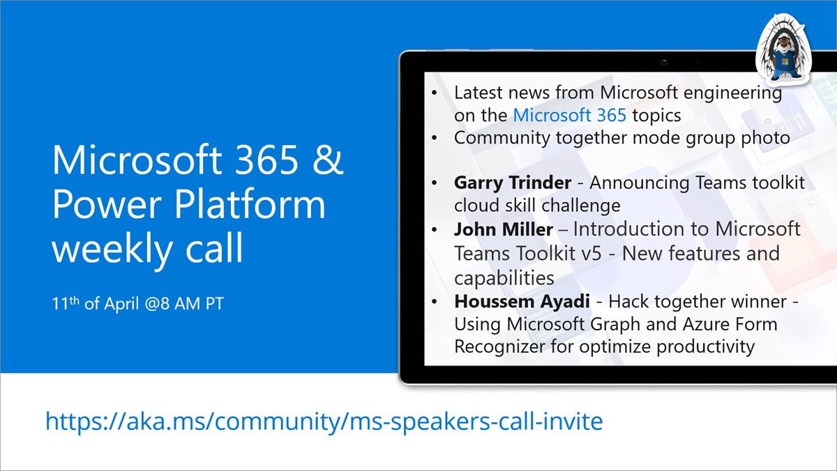 Microsoft 365 Developer on Twitter: "📆 Agenda for the #Microsoft365dev & #PowerPlatform call ...