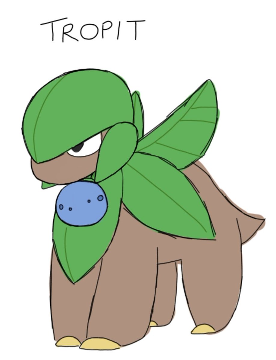 PaulDrawsArt 🎄 on Twitter: "Meet Tropit Tropit evolve into Tropius, they aren't capable of ...