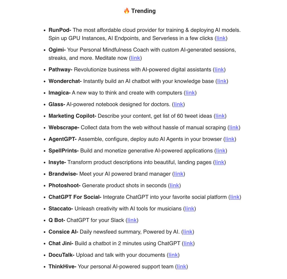 The Rundown AI on Twitter: "Today's newsletter was wild. The top 20 tools from our Trending ...