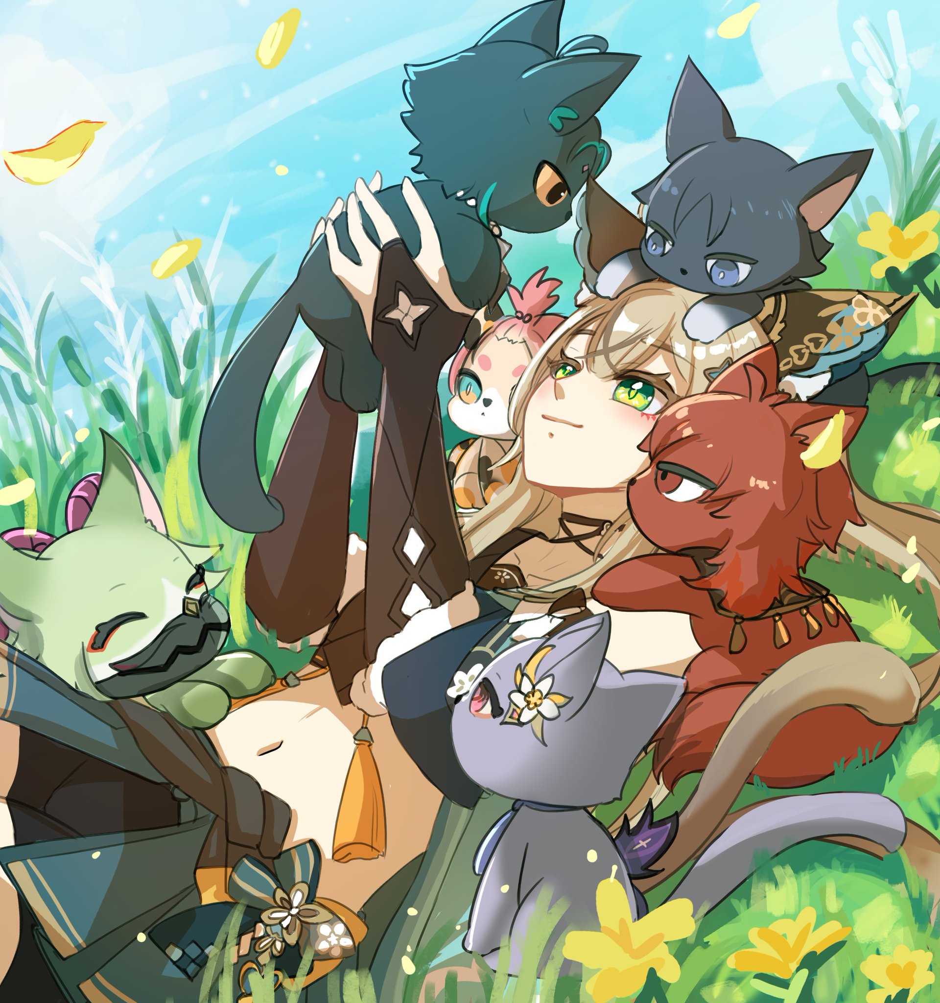 P• (🔶&👹)THX HYV on Twitter: ""Meow Meow Meow !? " #kirara #xiao #scaramouche #diluc #keqing # ...