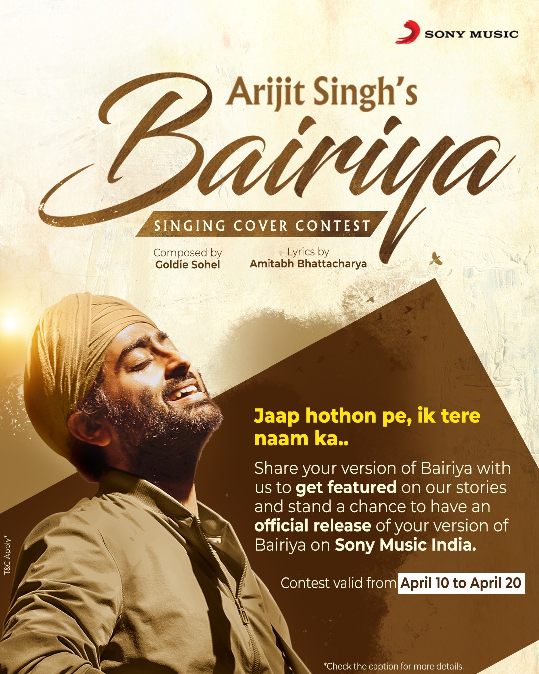 Sony Music India on Twitter: "Record a cover of #Bairiya and share it on your Instagram ...