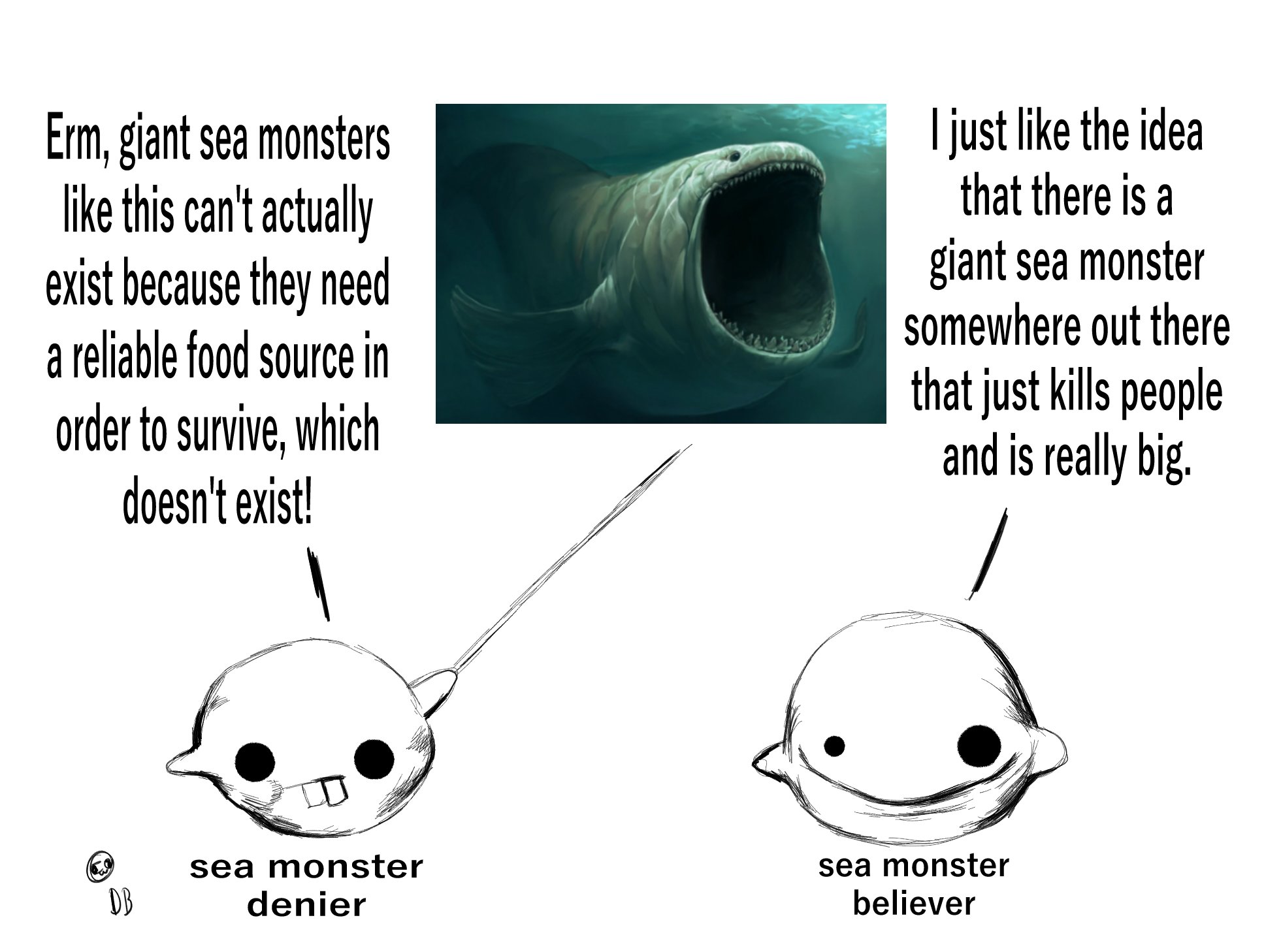 Sea Monster Memes Sea Monster Funny Cartoon Art Stock Vector (Royalty