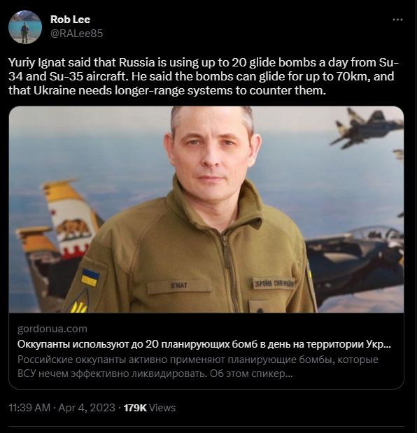 Rob Lee on Twitter: "Another important development is that Russia is increasingly using ...