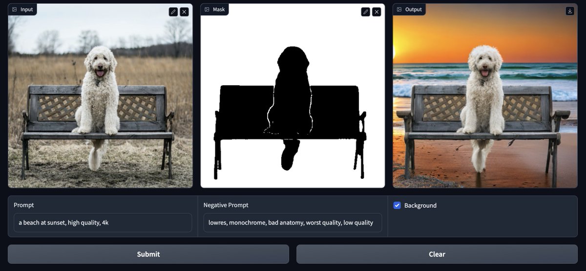 abhishek on Twitter: "Segment Anything + Stable Diffusion Inpainting. Using: SAM from Meta AI ...