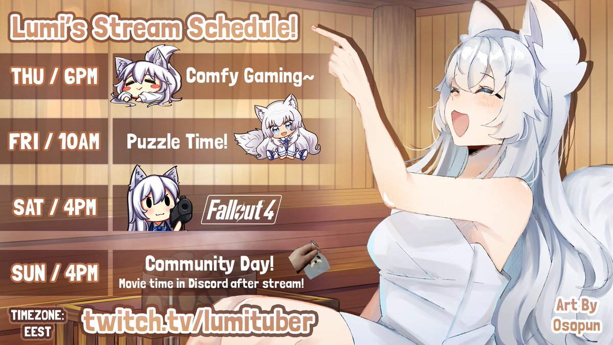 Lumi 💙 Vtuber on Twitter: "Here's your awoo schedule for this week~ 🐺💕"