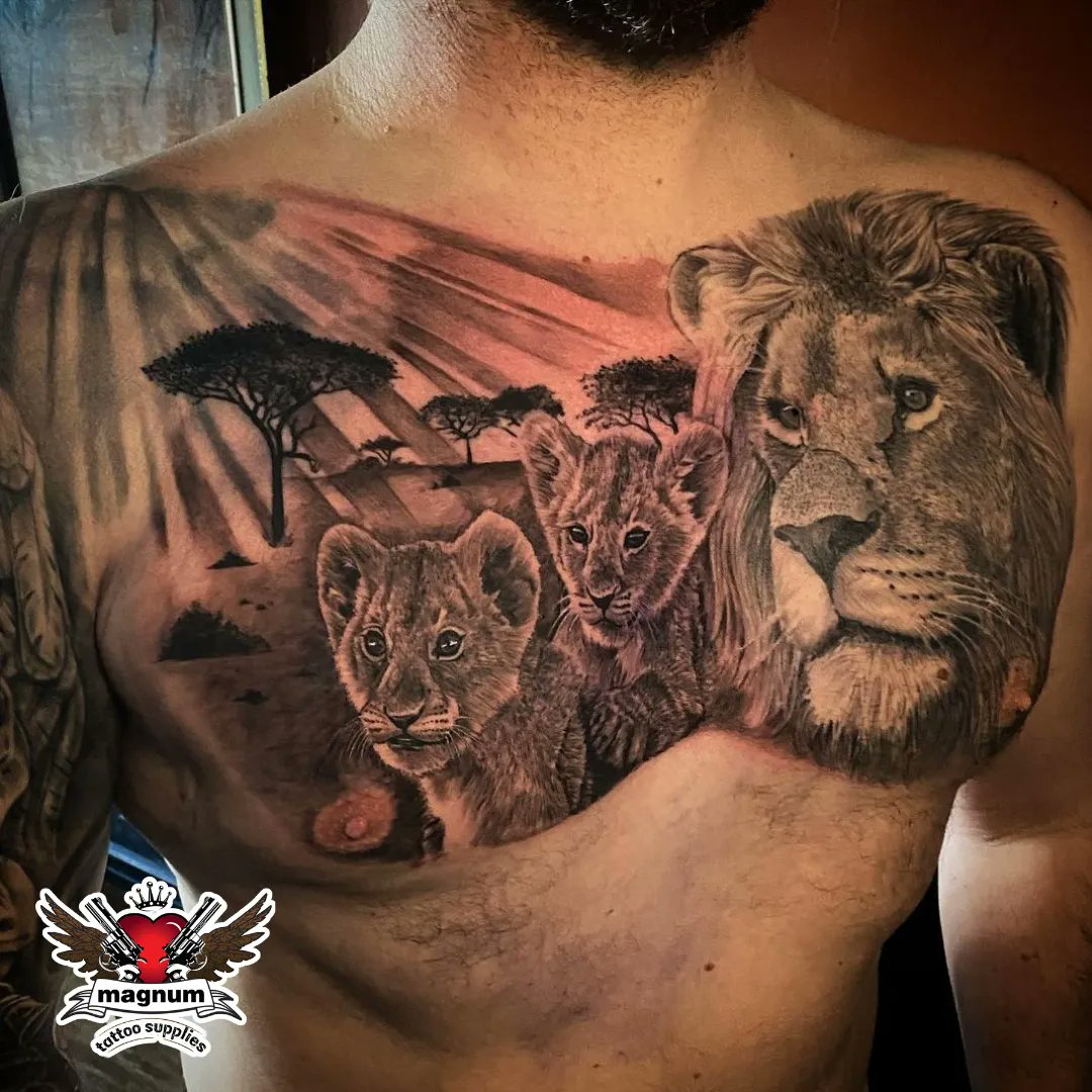 Lion Tattoo Chest Piece