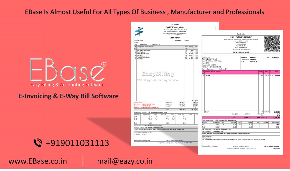 Excel to Tally on Twitter: "EBase EazyBilling & Accounting software One Month #Free. Einvoicing ...