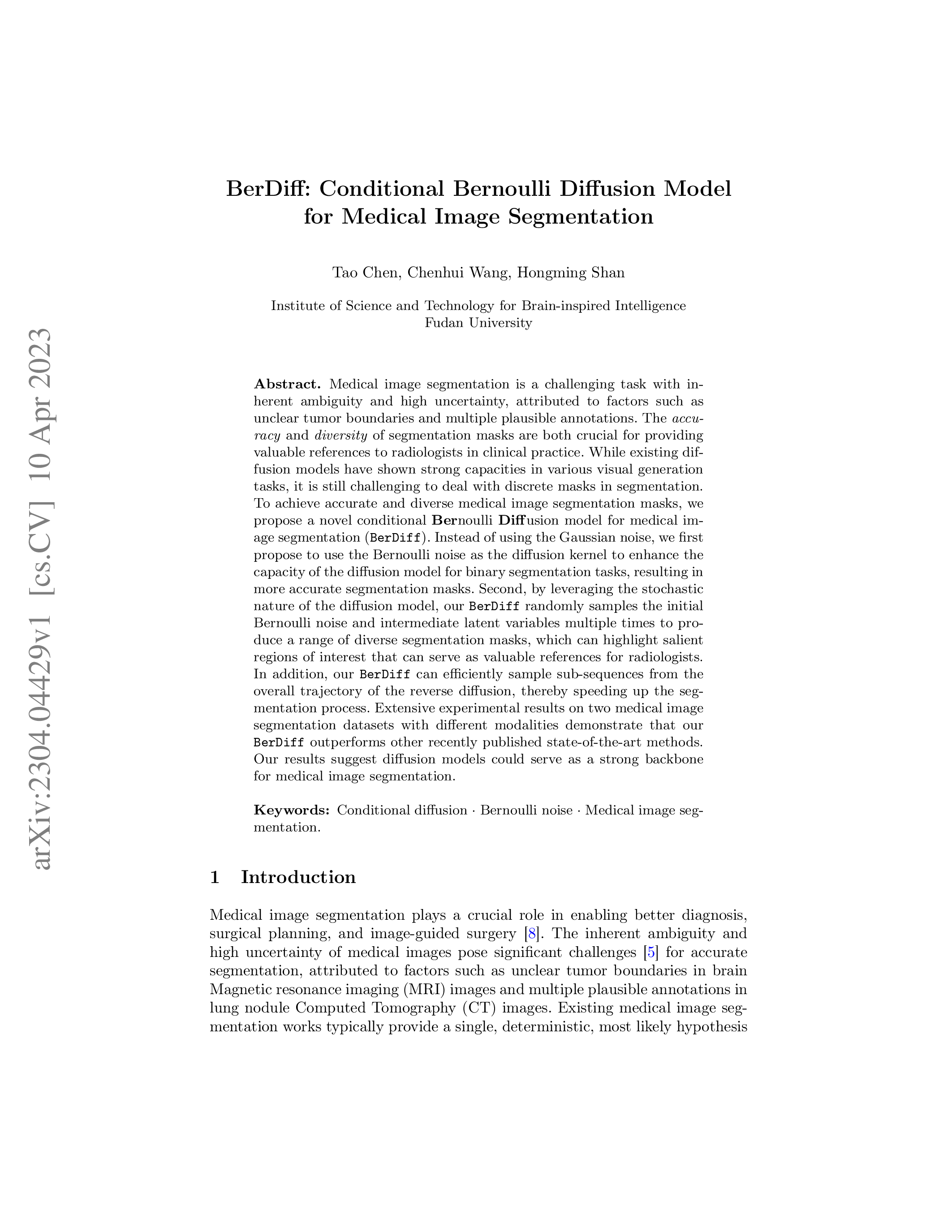 Semisance On Twitter Berdiff Conditional Bernoulli Diffusion Model For Medical Image