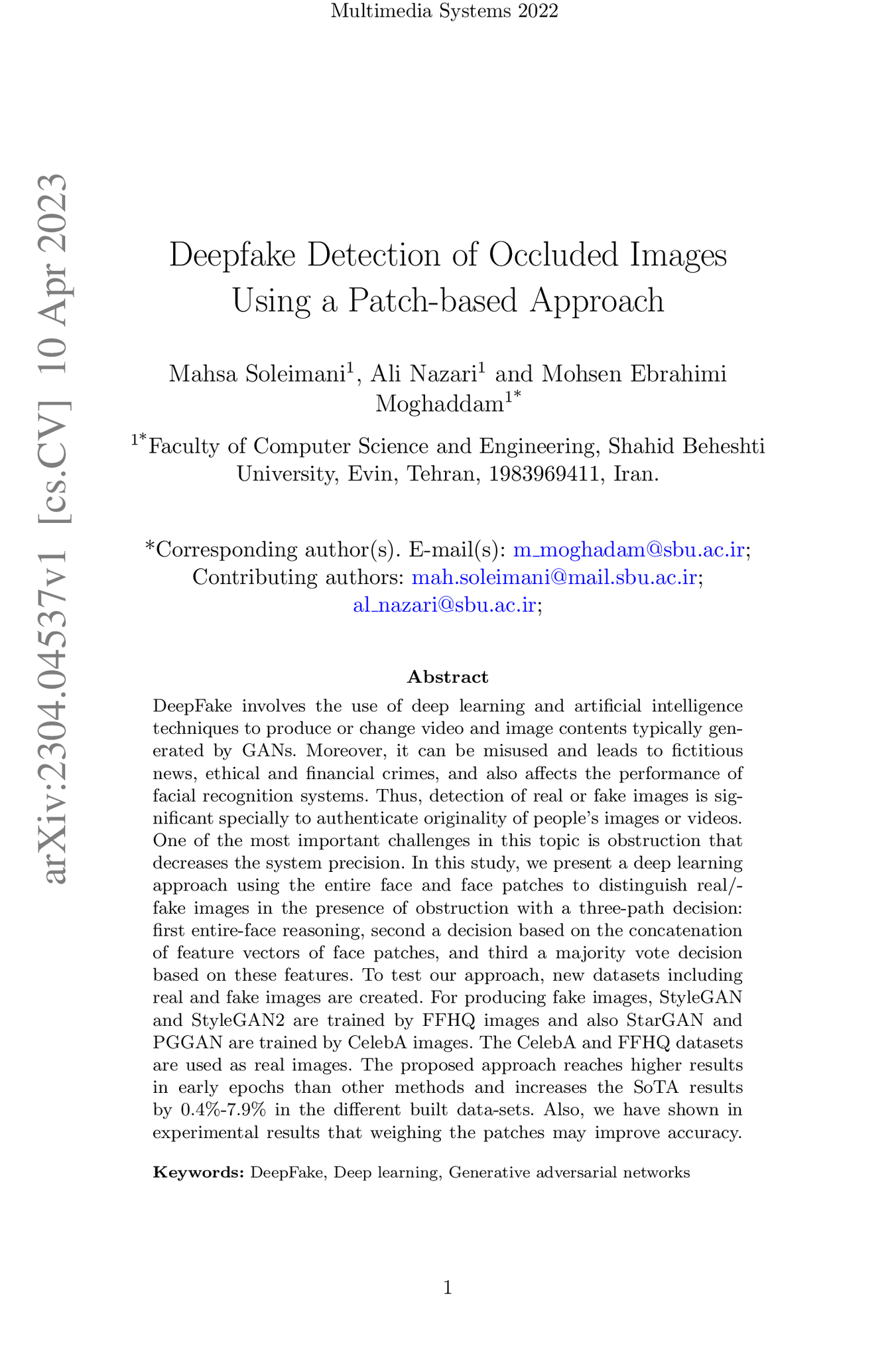 Semisance on Twitter: "Deepfake Detection of Occluded Images Using a Patch-based Approach https ...