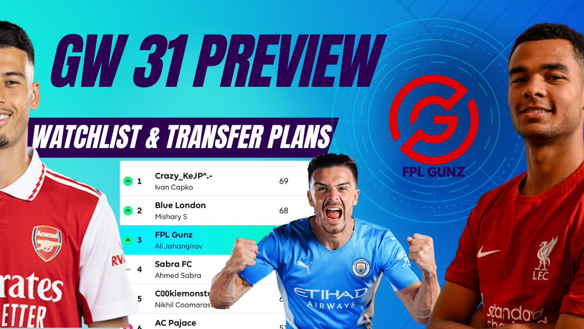 FPL Gunz (Ali) on Twitter: "Whats up community! My #GW31 preview video is out. GW30 review Bus ...