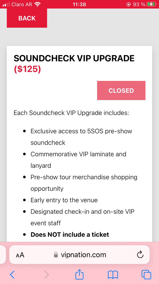 5SOS ARGENTINA OFICIAL on Twitter: "Información paquete VIP: incluye acceso a soundcheck ...