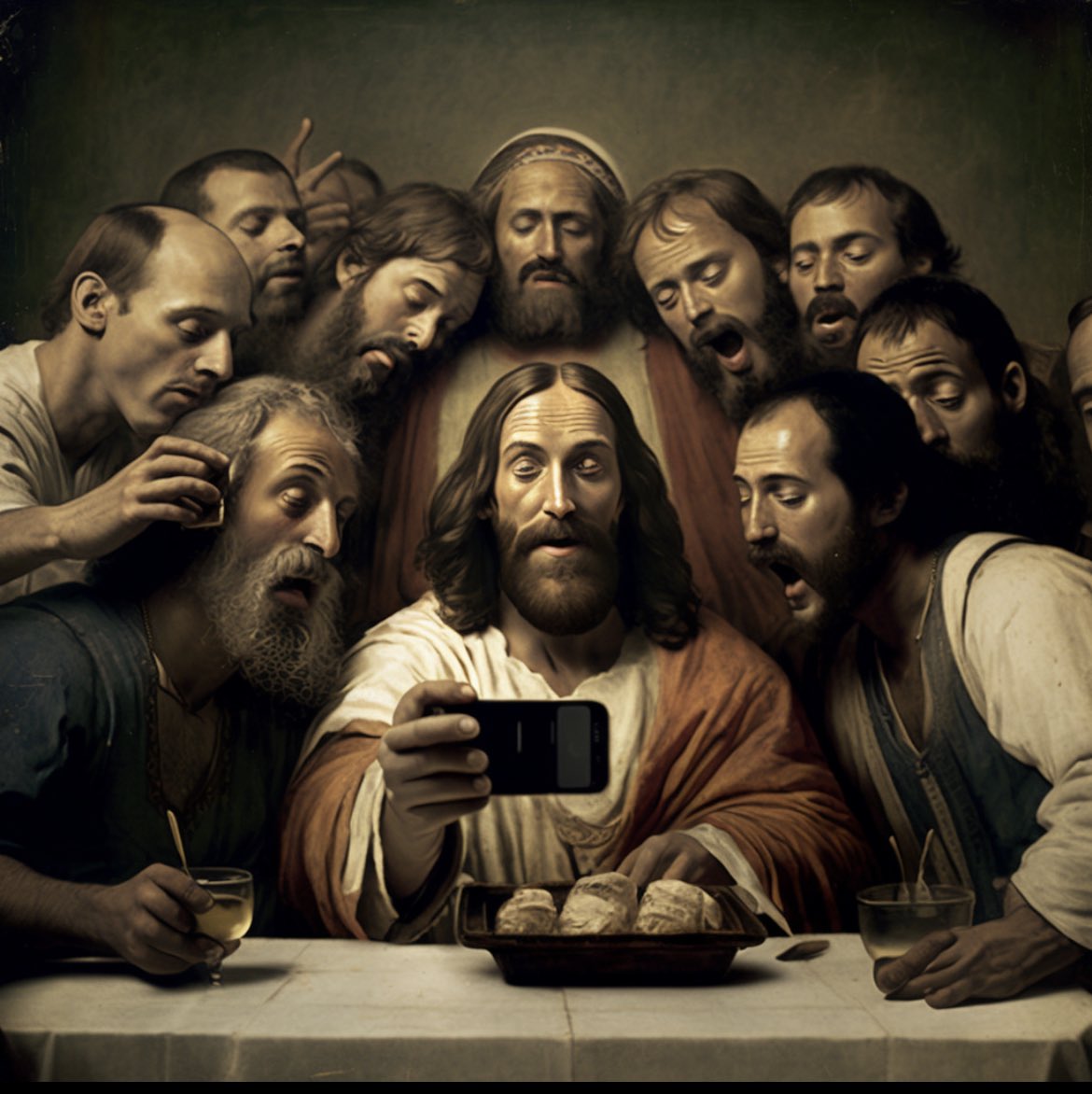 Jesus taking a selfie at the Last Supper – mh Jesus taking a selfie at the Last Supper – mh