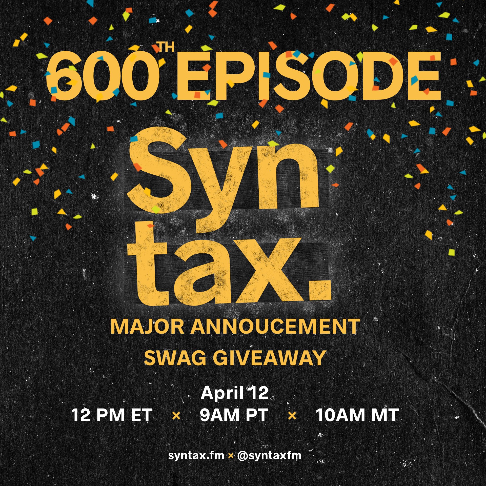 Wes Bos on Twitter: "Major @syntaxfm Announcement + Swag tomorrow! @stolinski and I are so ...
