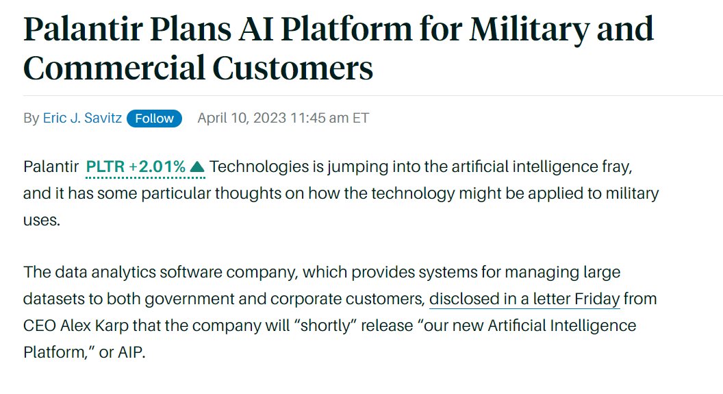 Jaya Gupta on Twitter: "Palantir entering the LLM market and launching an AIP platform for ...