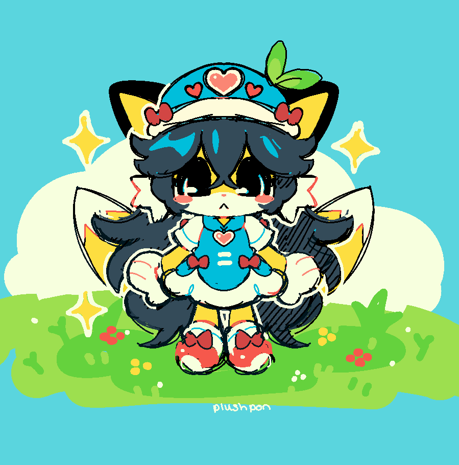 「klonoa + tails + mario + peach = ... 」|+˚⍟ plushpon! 🍎🍀🧃💎のイラスト