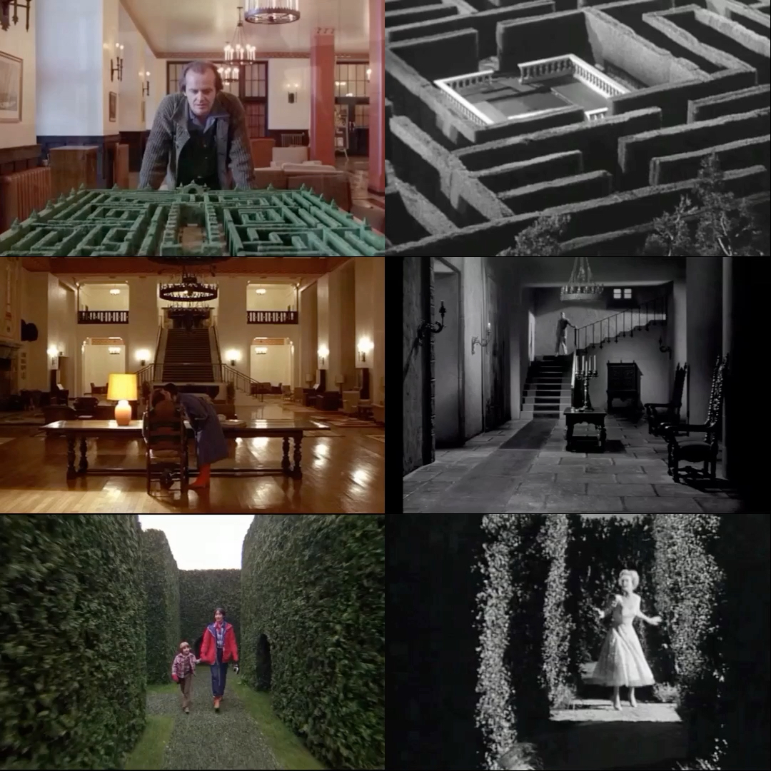 The Shining (1980) is a cinematic maze. Wendy comments that you'd need to leave bread crumbs in ...