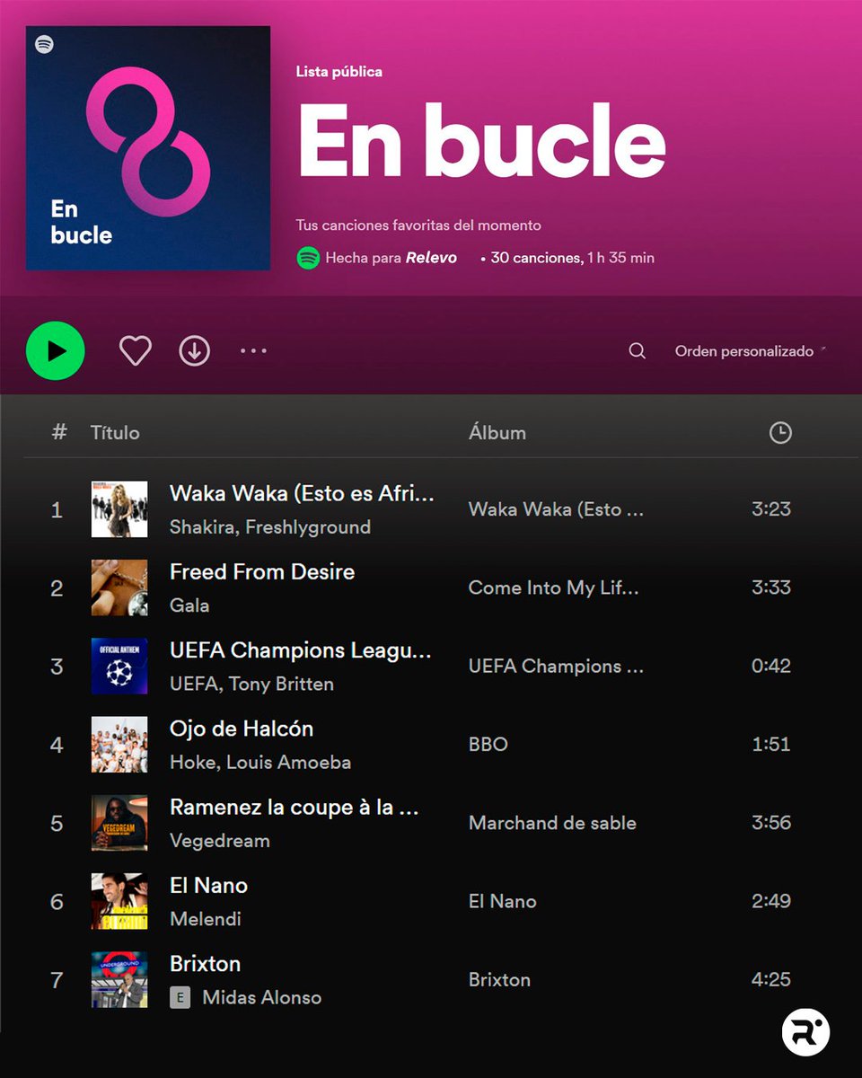 Relevo on Twitter: "🤙 ¡Nos unimos! 1. Abre Spotify 2. Busca "en bucle" 3. Publica"