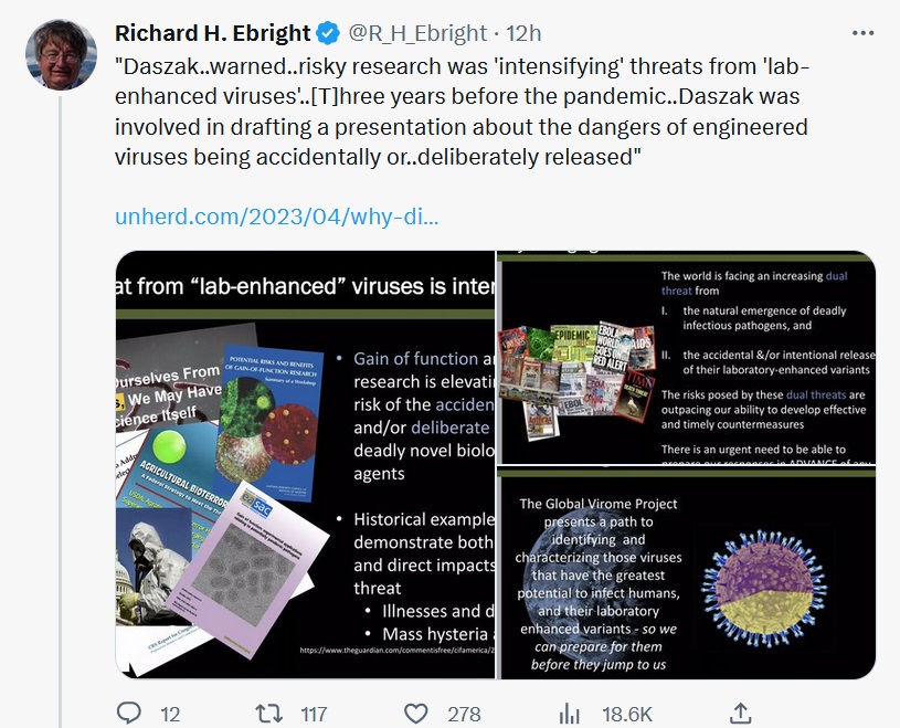 "Richard Ebright, an expert on biosecurity and professor of chemical ...