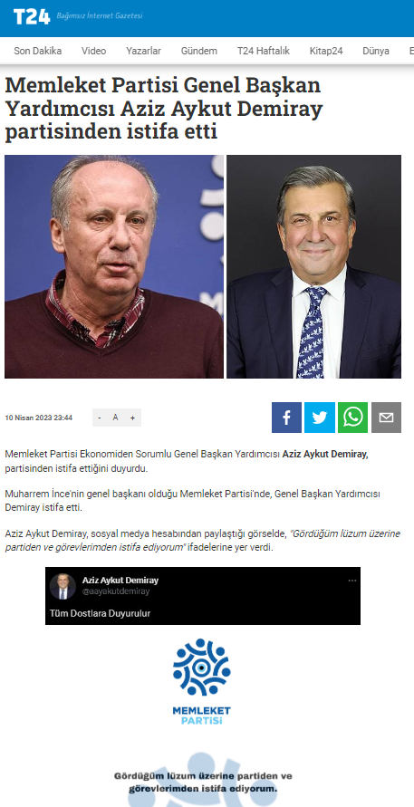 Malumatfuruş on Twitter: "Memleket Partisi Ekonomiden Sorumlu Genel Başkan Yardımcısı Aziz Aykut ...