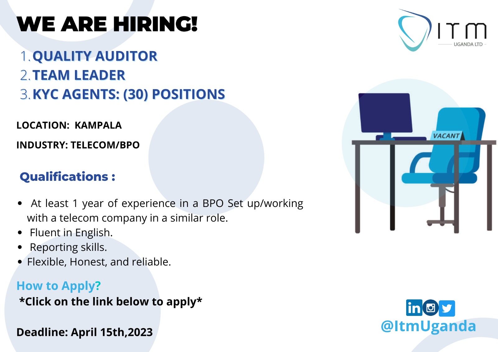 ITM Uganda Ltd. on Twitter: "Amazing Job Opportunities!!! Please use the link below to apply ...