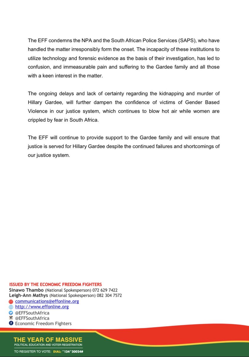 Economic Freedom Fighters on Twitter: "EFF Statement On The Provisional Withdrawal Of Charges ...