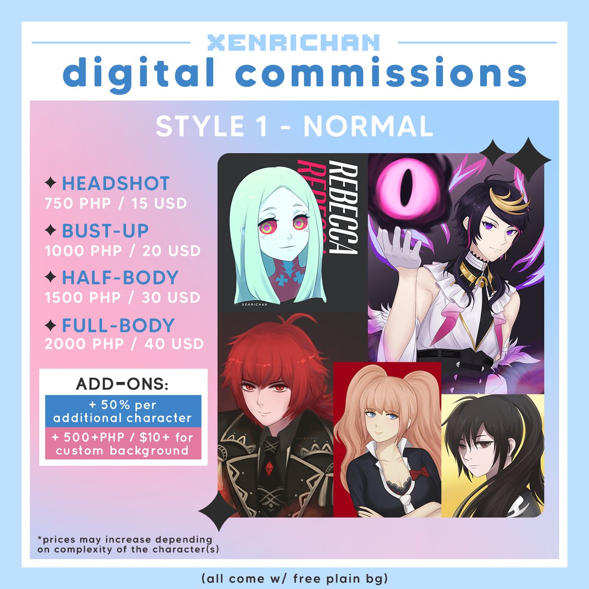 Charms Jacinto on Twitter: "Updated commission sheets!! 🌸 (time to fix my carrd next~) I did ...