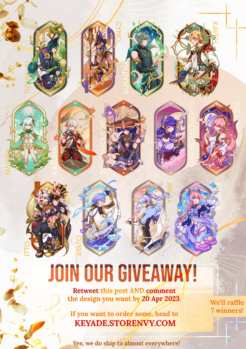 Keyade | Doujinma H57-58 on Twitter: "Gold foil charm giveaway to celebrate our shop opening!🌟We ...