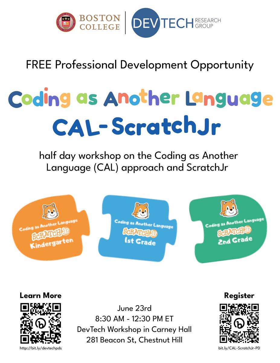 ScratchJr on Twitter: "RT @DevTechResearch: The Devtech Research Group just announced two ...