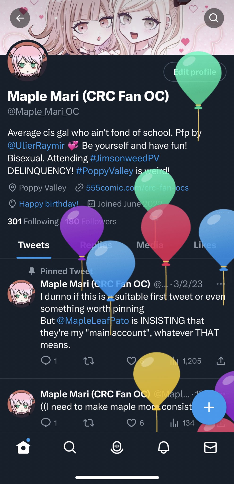 Maple Mari (CRC Fan OC) on Twitter: "This platform puts balloons on your profile PUBLICLY ...
