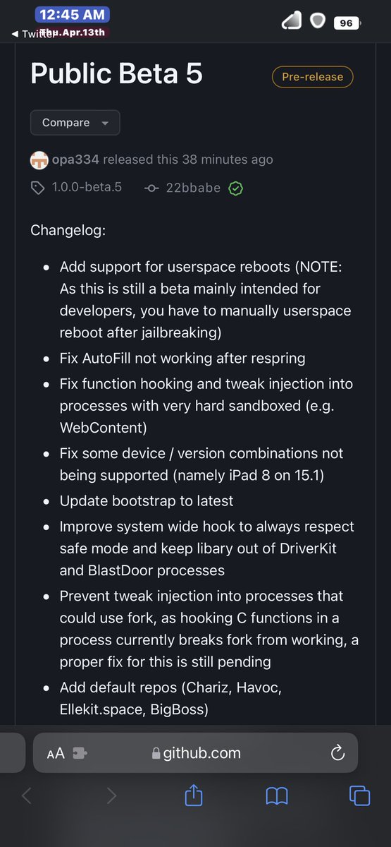 UAE_TECH 🖥🛠🇦🇪 on Twitter: "https://github.com/opa334/Fugu15/releases/tag/1.0.0-beta.5… نسخة ...