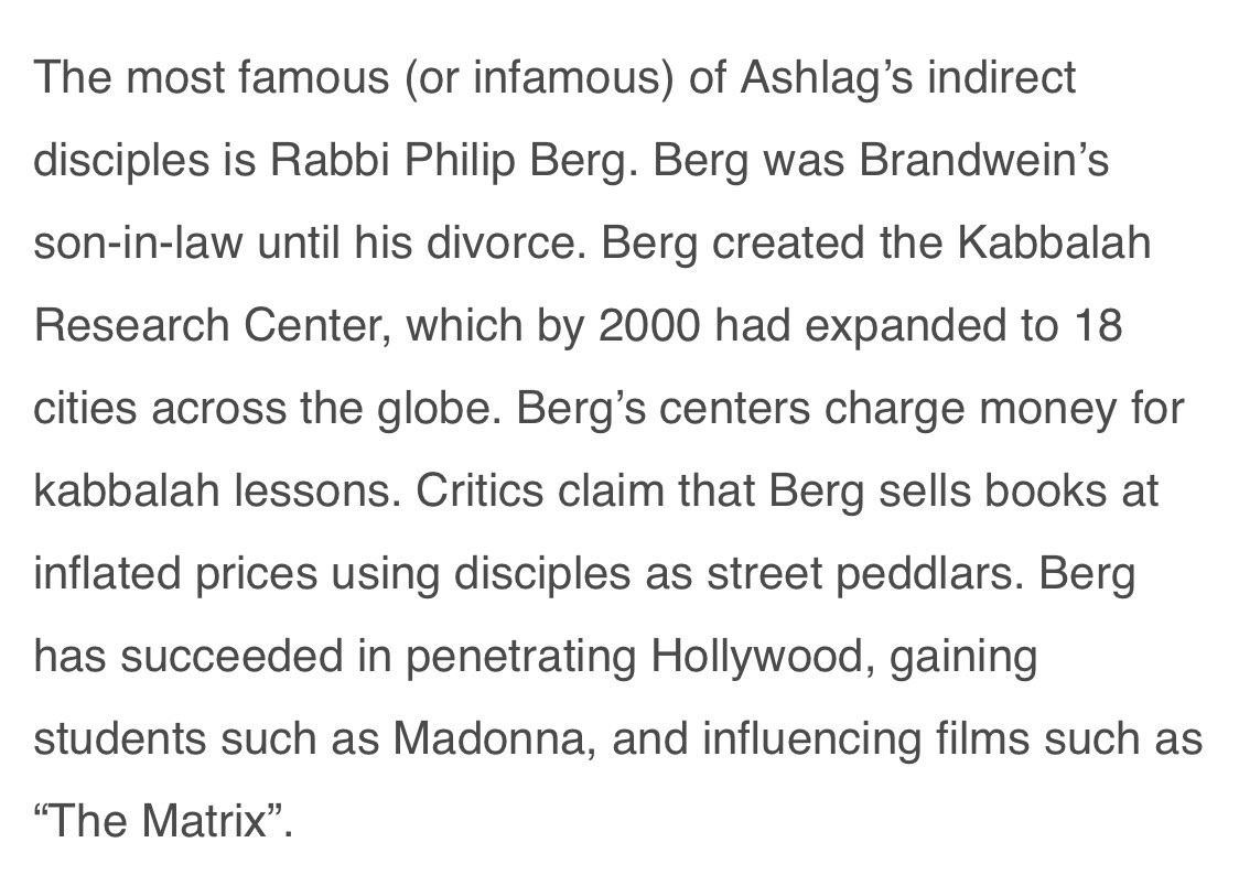“The most famous (or infamous) of Ashlag’s indirect disciples is Rabbi ...