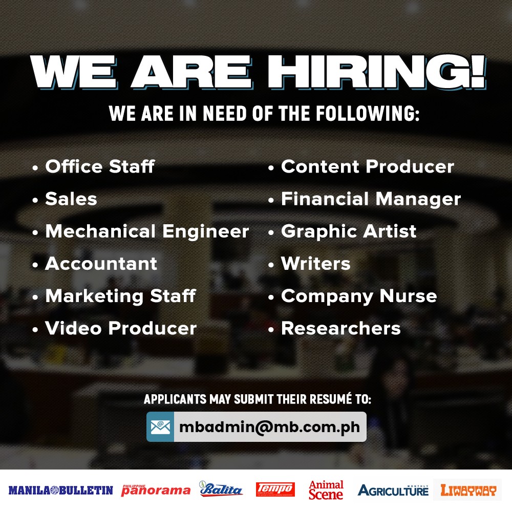Manila Bulletin News on Twitter: "WE ARE HIRING! 📝 Manila Bulletin is currently welcoming new ...