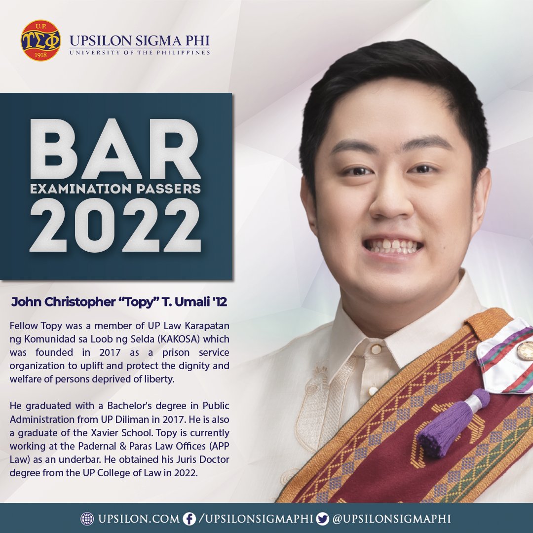Upsilon Sigma Phi on Twitter: "𝗧𝗼𝗽𝘆 𝗨𝗺𝗮𝗹𝗶 '𝟭𝟮 was a member of UP Law Karapatan ng Komunidad sa ...