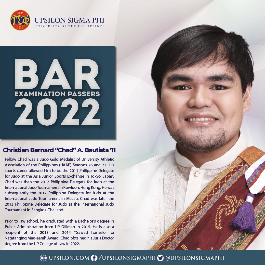 Upsilon Sigma Phi on Twitter: "𝗖𝗵𝗮𝗱 𝗕𝗮𝘂𝘁𝗶𝘀𝘁𝗮 '𝟭𝟭 was a Judo Gold Medalist of @uaap_official ...