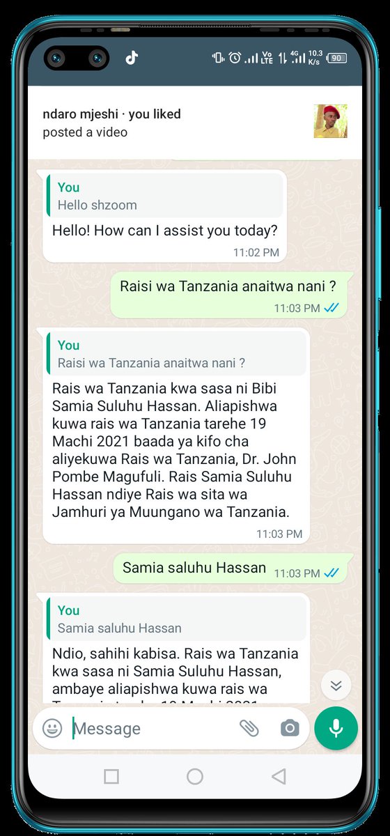 Sasa akili bandia inapatikana Whatsapp!! Unajua kupitia Whatsapp Sasa Unaweza kutumia akili ...