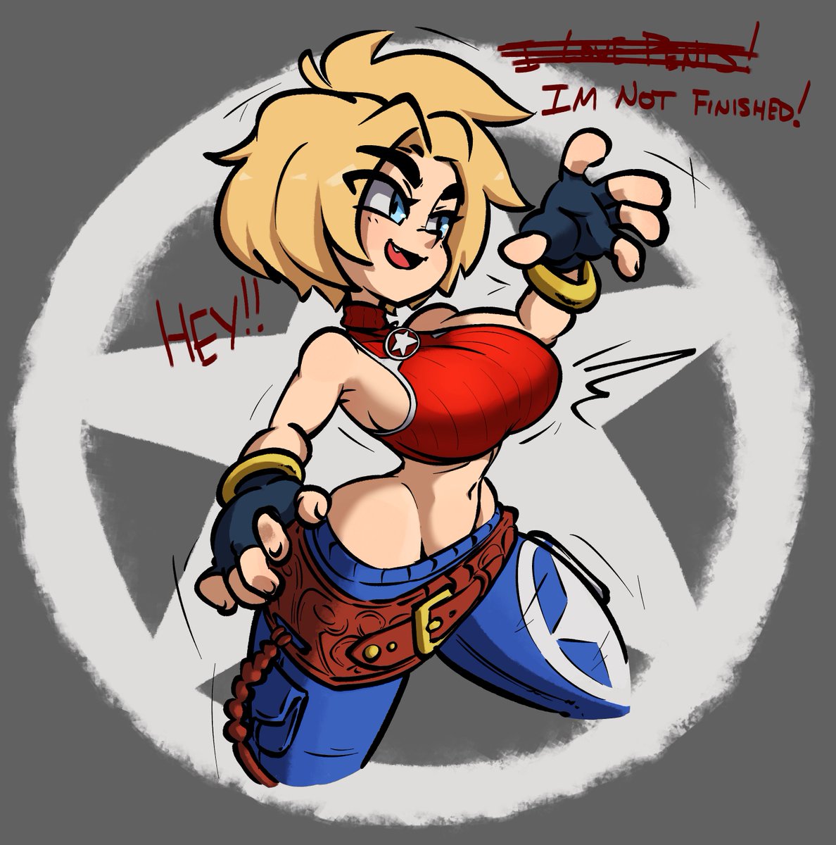 1girl Breasts Gloves Fingerless Gloves Blonde Hair Blue Eyes Solo Illustration Images