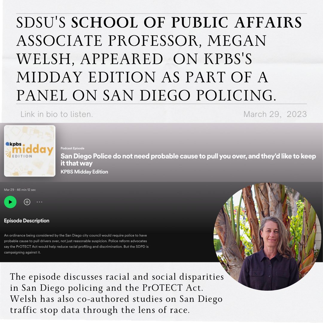 PSFA at SDSU on Twitter: "Megan Welsh, associate professor at SDSU's School of Public Affairs ...