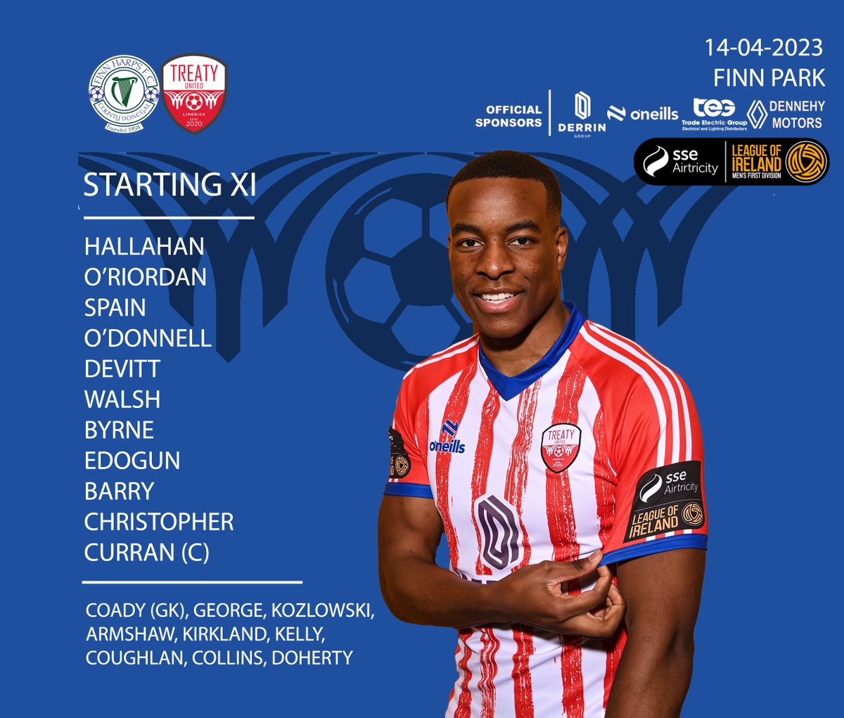 League of Ireland on Twitter: "RT @TreatyUnitedFC: 𝗟𝗶𝗻𝗲-𝗨𝗽! - Success Edogun comes into the ...
