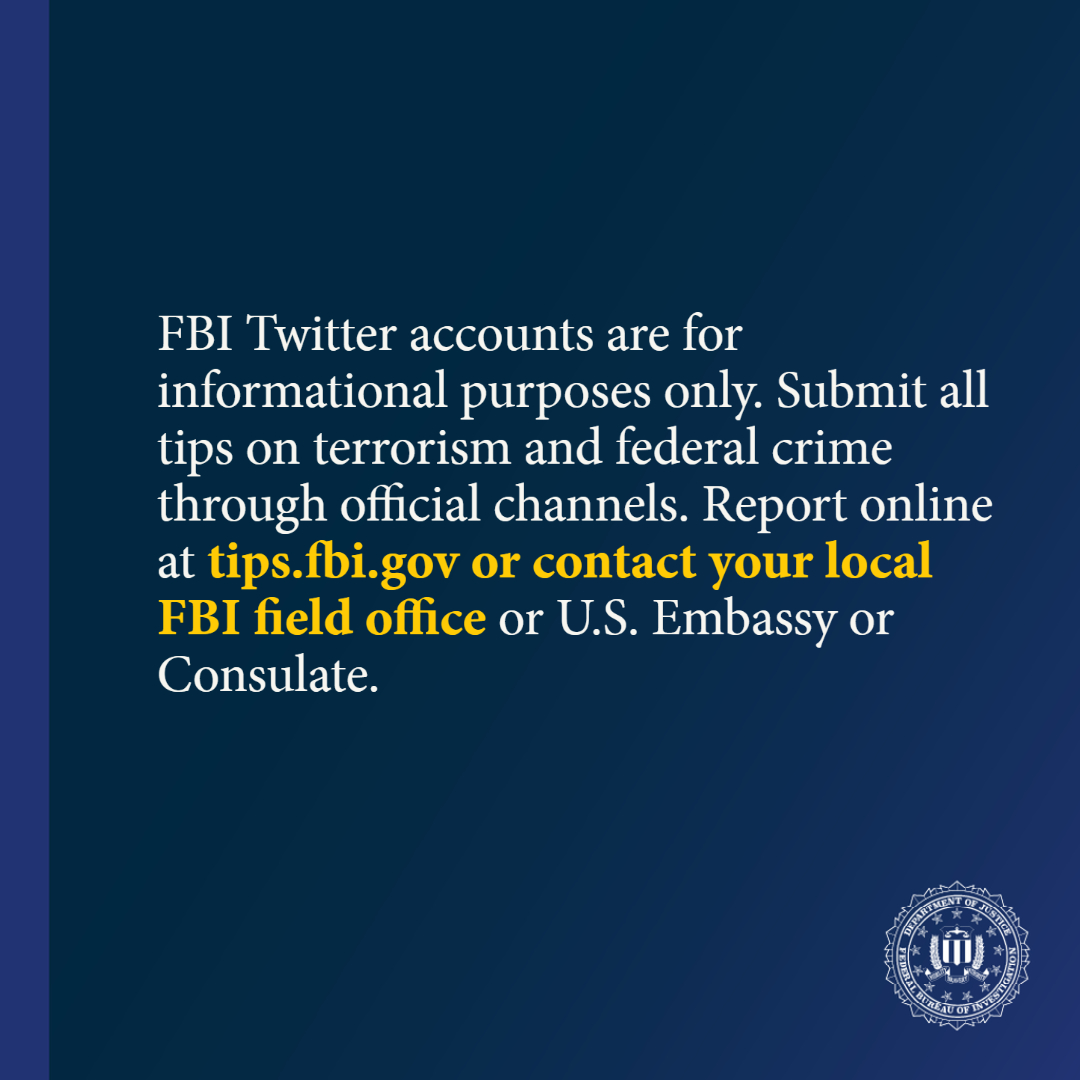 FBI Kansas City on Twitter: "FBI Twitter accounts are for informational purposes only. Submit ...