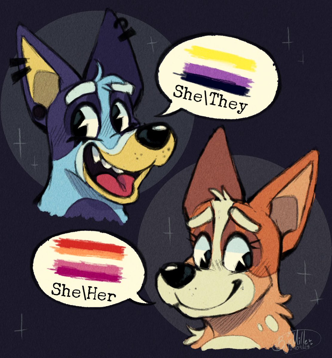 💜𝕄𝕚𝕝𝕝𝕖ℙ𝕦𝕣𝕡𝕝𝕖.𝔻💜 on Twitter: "Heya Bluey fandom! Sharing my adult Bluey and Bingo headcanons! 💜 # ...