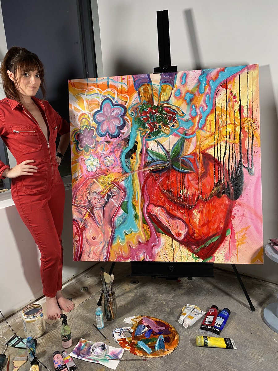 Vavrosky Art on Twitter: "Strawberry Dreamer 36x36 inches (1x1 yard) Acrylic paint on canvas ...