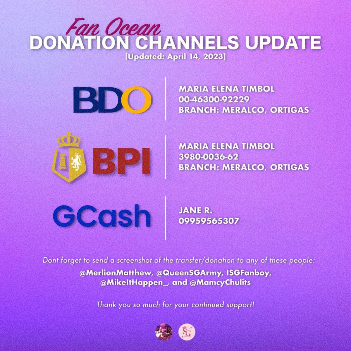 POPSTERS Official on Twitter: "🚨IMPORTANT UPDATE🚨 Updated donation channels as of April 15, 2023 ...