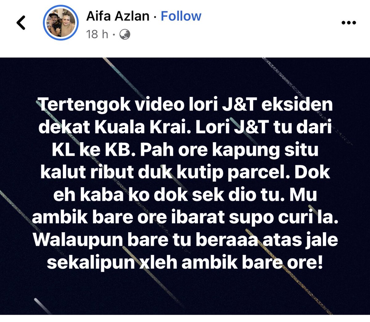 Khairul Aiman on Twitter: "RT @KulupFans: Bayangkan lori JNT tu bawak baju raya atau barang2 ...