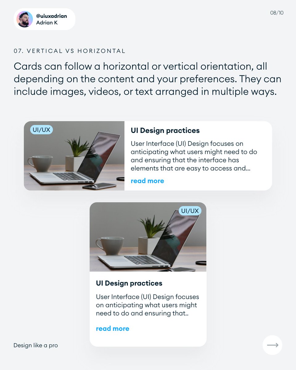 How to design better UI cards - Thread from UI Adrian @uiuxadrian - Rattibha