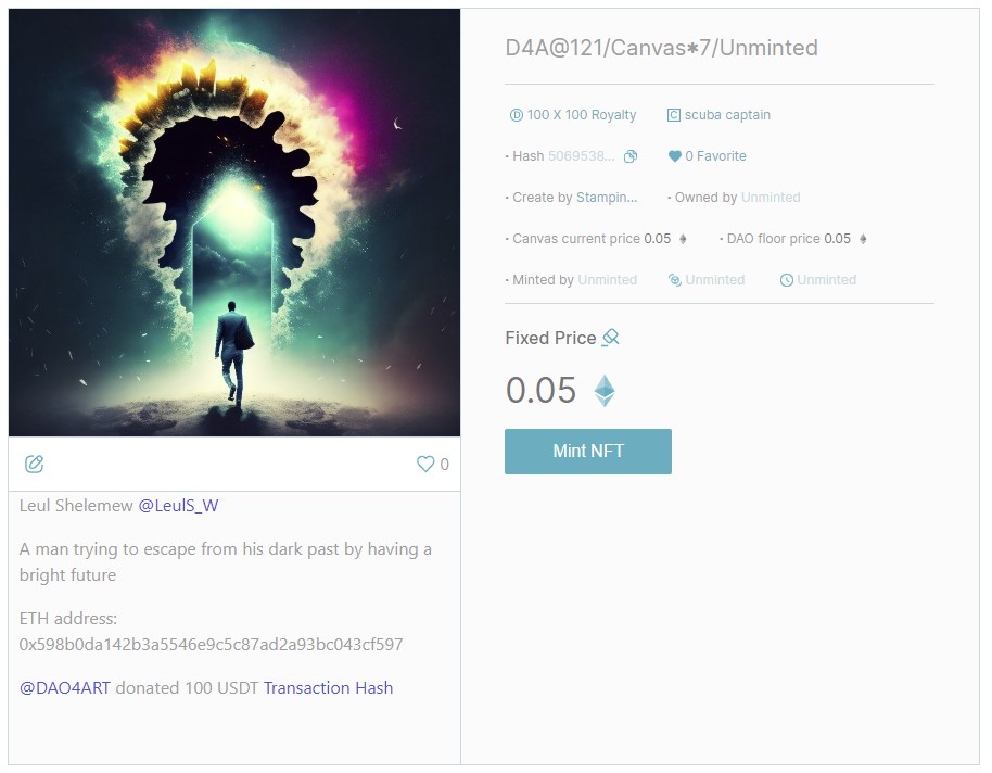 DAO4ART on Twitter: "Congratulations for the win @LeulS_W ! https://dao4.art/worksDetails?id=901 ...