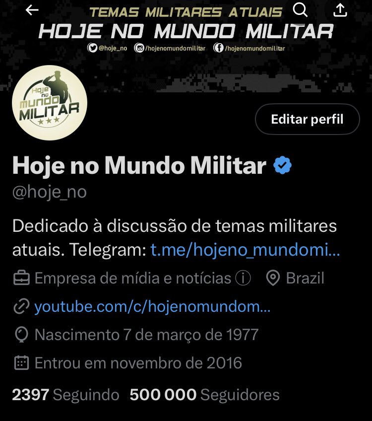 Hoje no Mundo Militar on Twitter: "Caros amigos, muito obrigado aos 500 mil que escolheram o ...