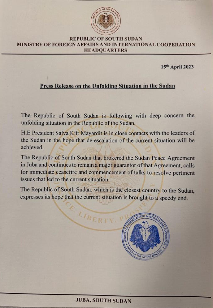 South Sudan Government 🇸🇸 on Twitter: "#Juba | The Republic of #SouthSudan🇸🇸 is following with ...
