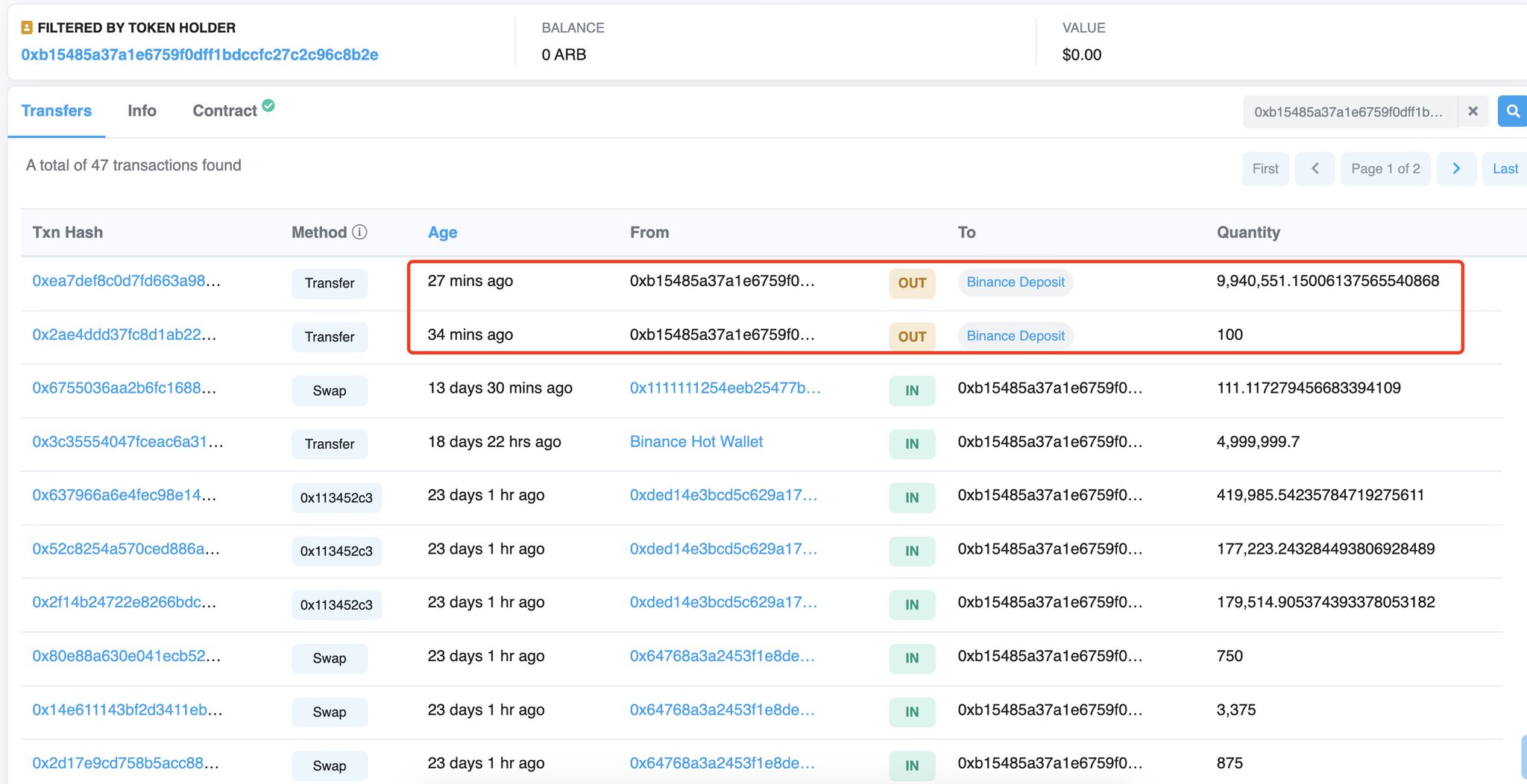 Lookonchain on Twitter: "The largest buyer of $ARB on the first day of listing transferred all 9 ...