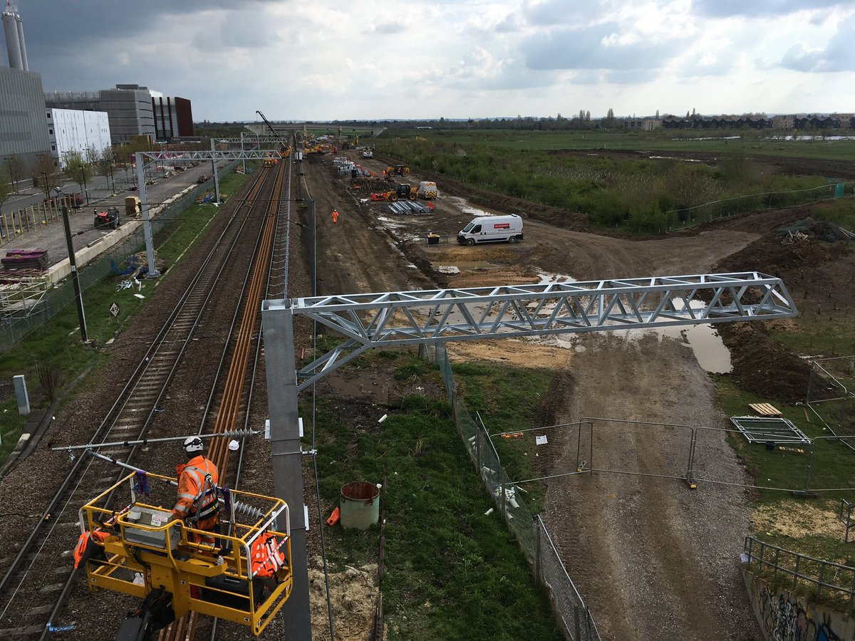 Railfuture EAnglia on Twitter: "Cambridge: South Station site. Overhead line masts being ...