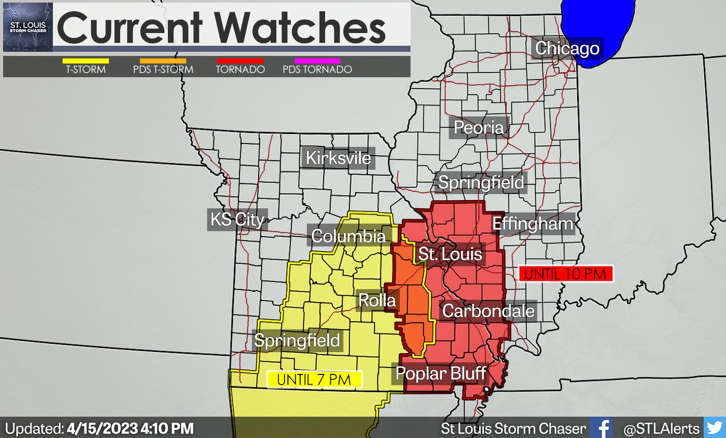 St. Louis Storm Chaser on Twitter: "A TORNADO WATCH has been issued for the St. Louis metro area ...